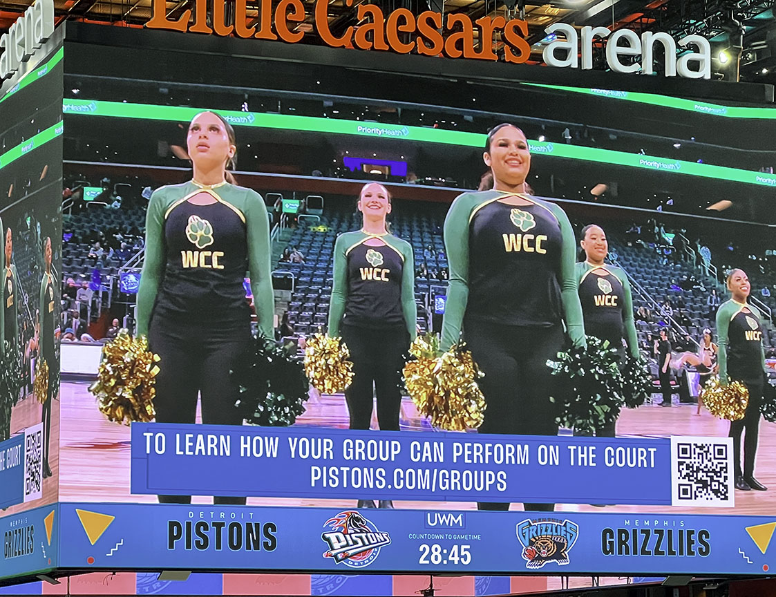WCC’s Competitive Dance team gets their groove on at the Pistons game. - The Washtenaw Voice