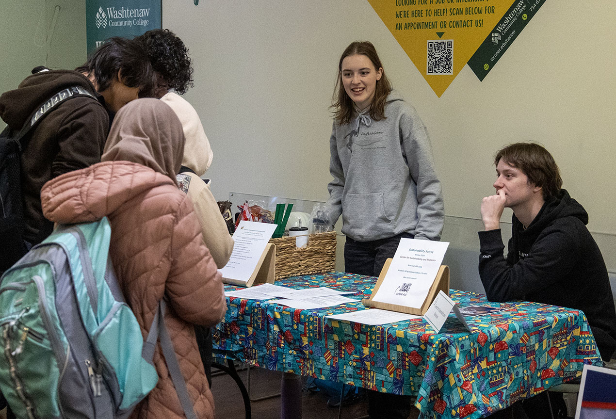 Brie Small (center) and Evan Fleck talk to students about the ...